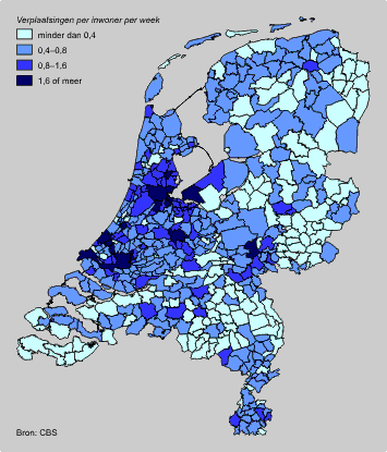 Bikes vs cars: shares of trips